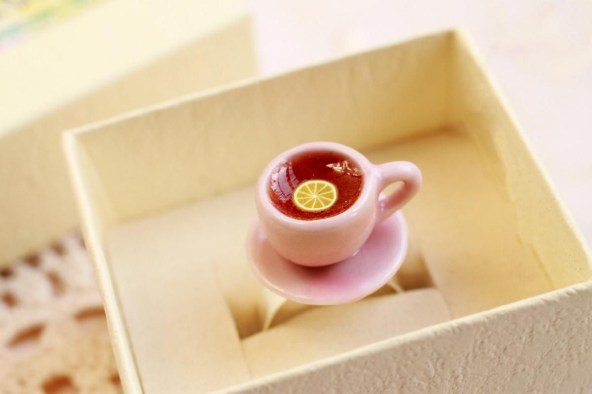 Pink Teacup Ring, Tea Cup Ring, Miniature Food Ring, Kawaii Food Ring ...