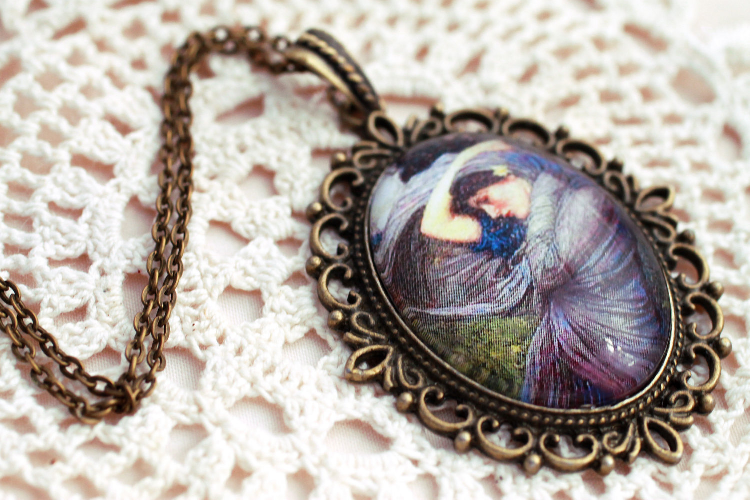 Pre Raphaelite, Fine Art Necklace, Romantic Pendant, Boreas, John ...
